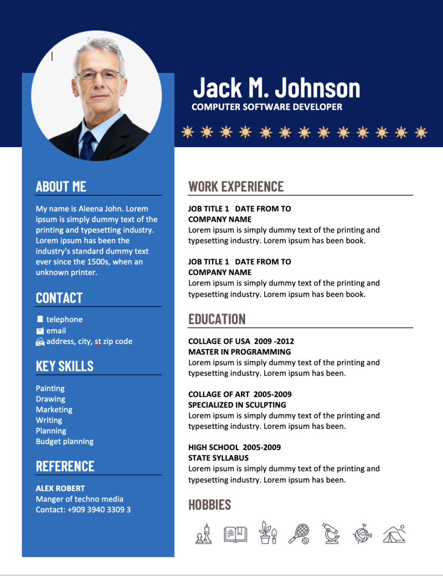 Resume CV Templates Download Word Format 