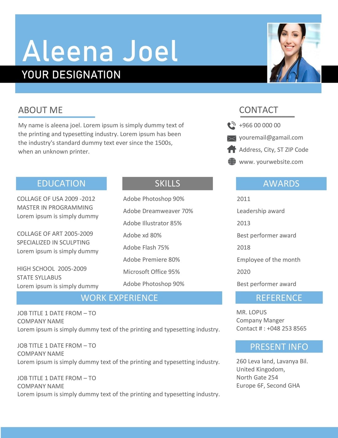 Modern Resume Cv Template Free Download