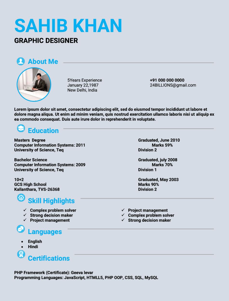 Fresher CV Format In Word Download Resume PDF