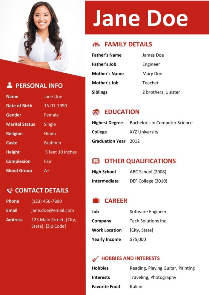 Bio Data for Marriage Ideas - Easy to Edit