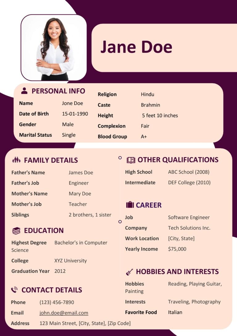 Free Marriage Biodata Maker | Create Biodata