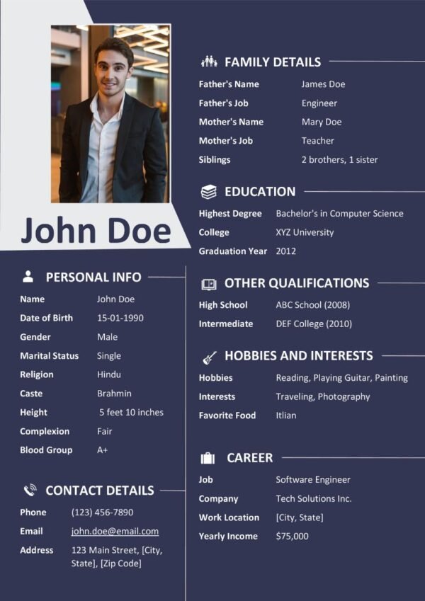 Biodata for Wedding Format | Biodata Proforma for Marriage