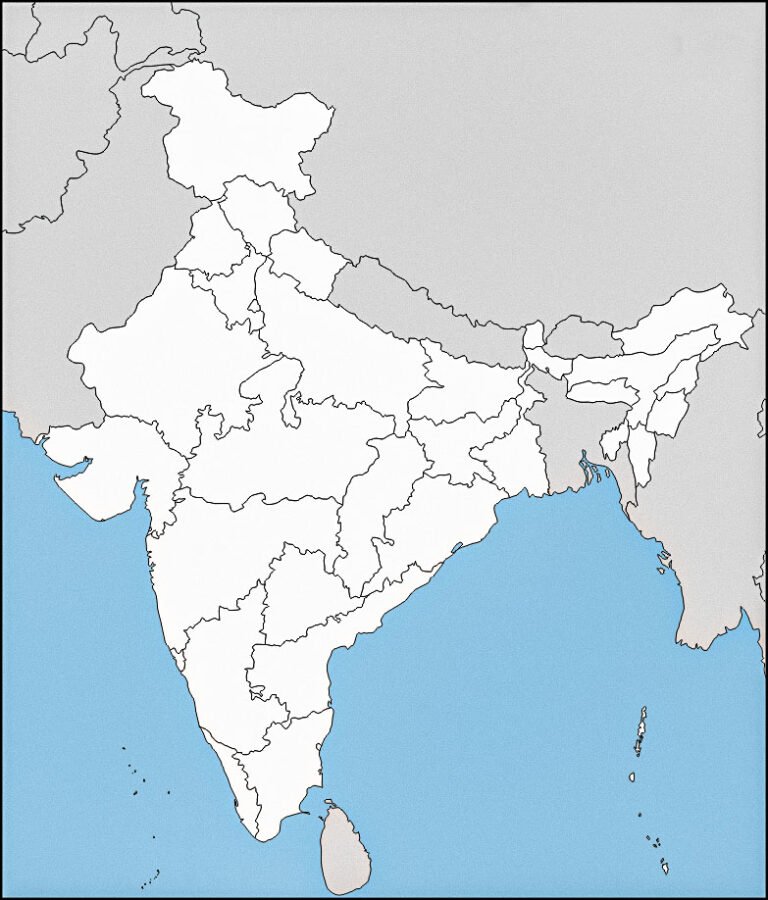 India Outline Map with State Boundaries - India Map Download PDF & JPEG