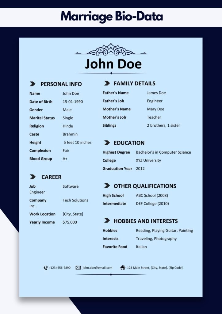 Free Download Marriage Biodata Format & Biodata Maker Download