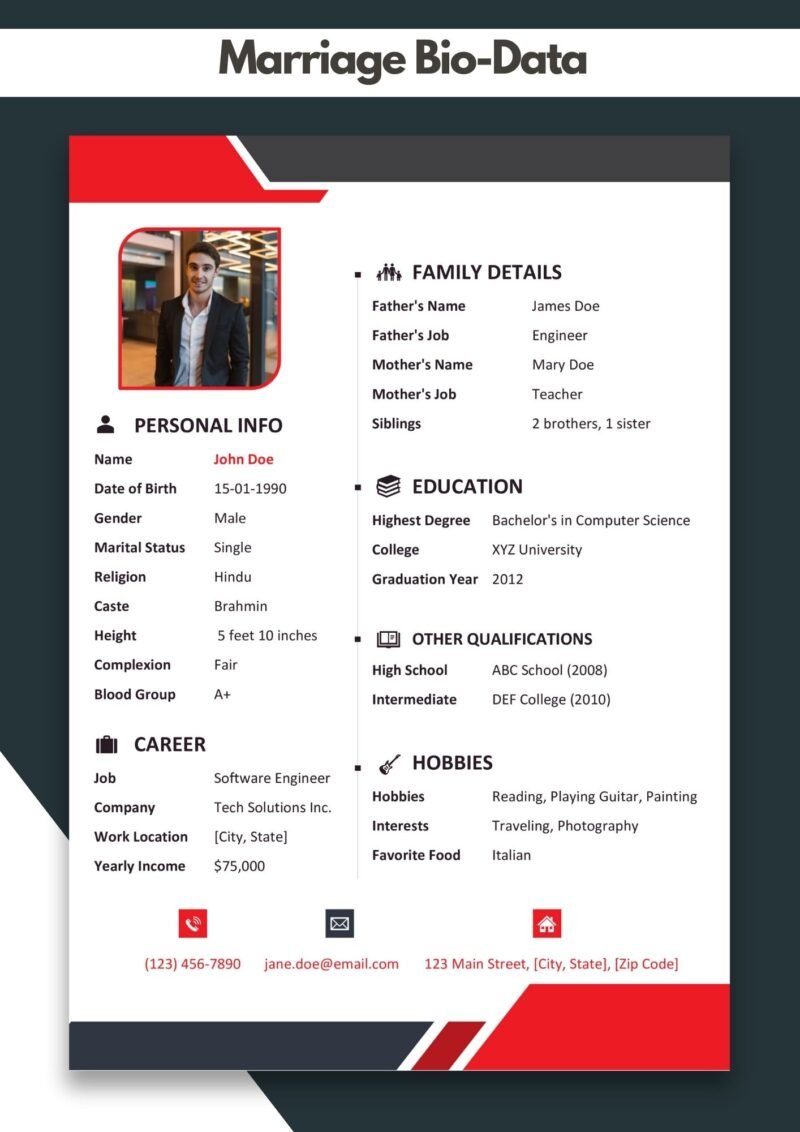 Marriage Biodata Template | Biodata Format Word and Pdf
