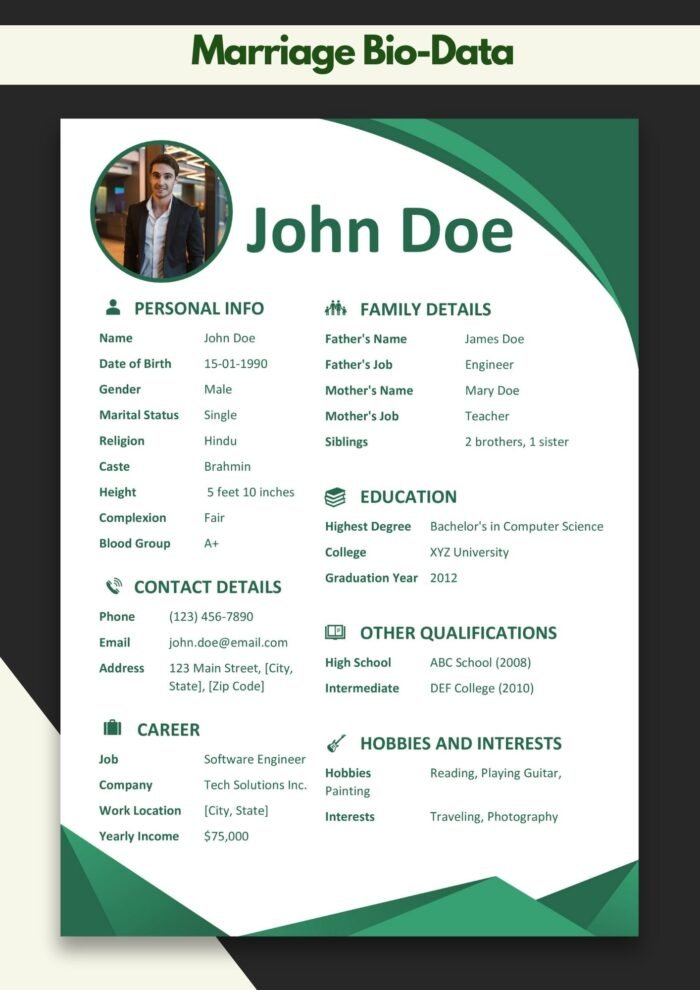 Simple Biodata Format | Marriage Biodata Word Format Pdf