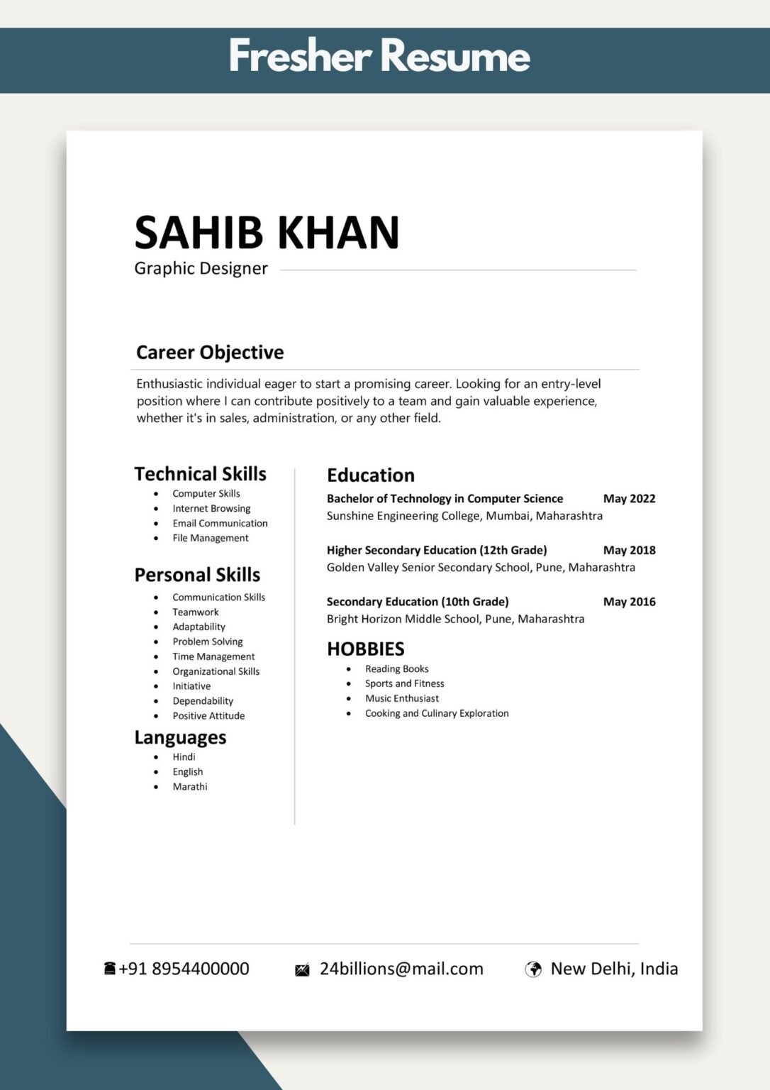 Fresher Resume Creator | Fresher Resume Maker