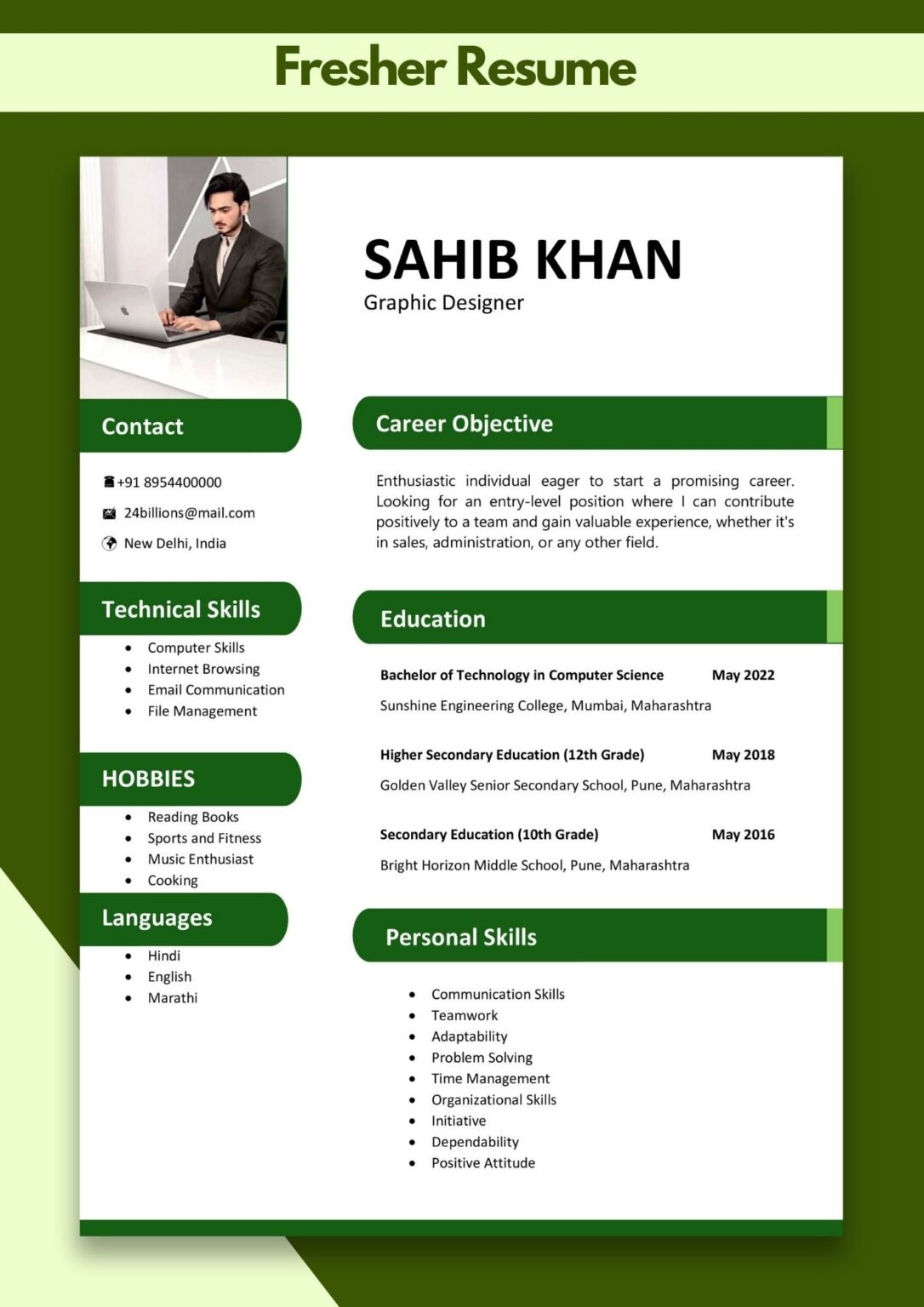 Freshers Resume Builder