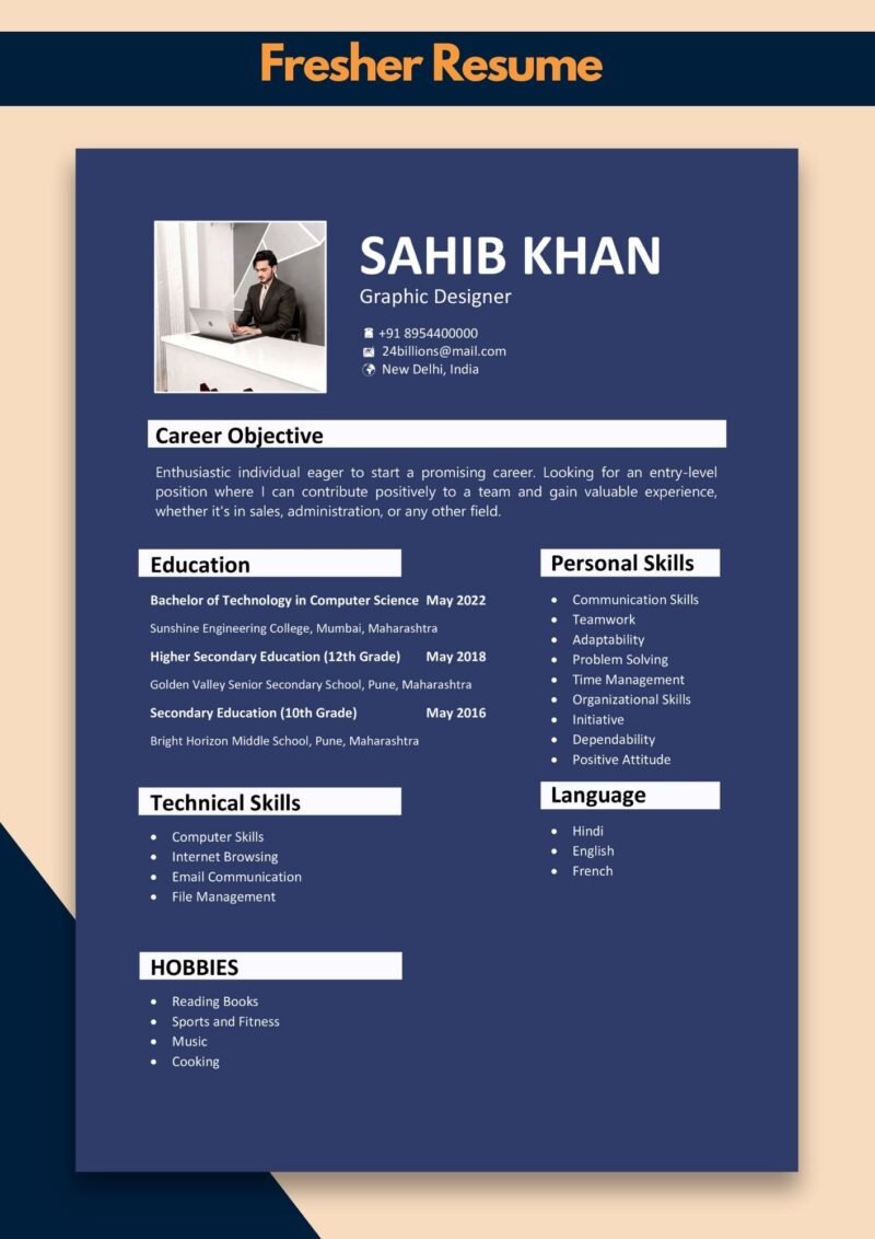 Resume Format for Job Fresher Templates