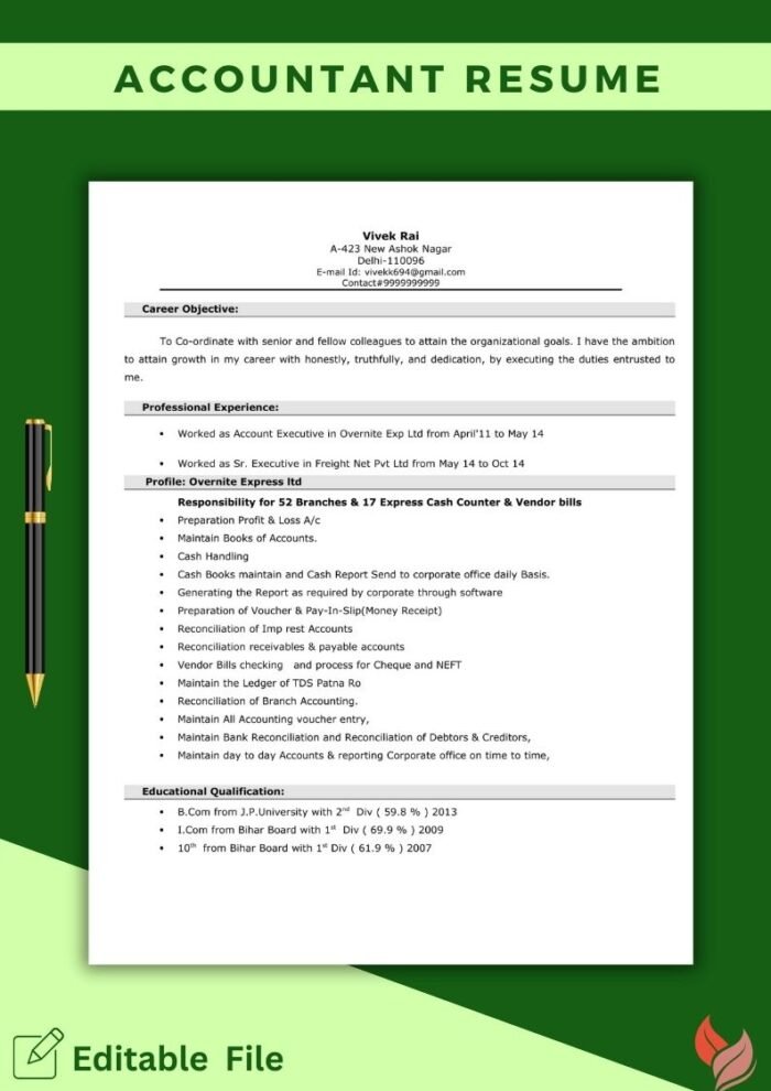 24 Accountant Resume Templates - Download MS word & PDF