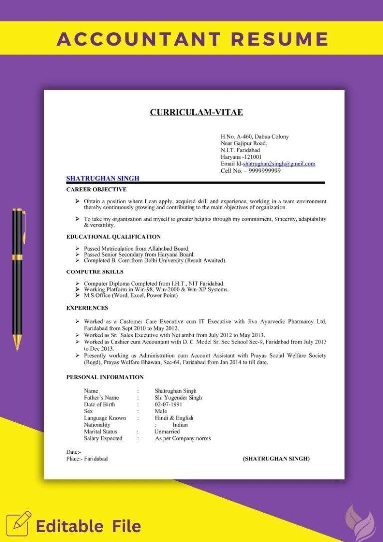 24 Accountant Resume Templates - Download MS word & PDF