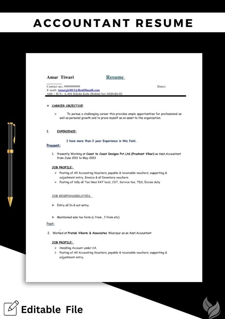 24 Accountant Resume Templates - Download MS word & PDF