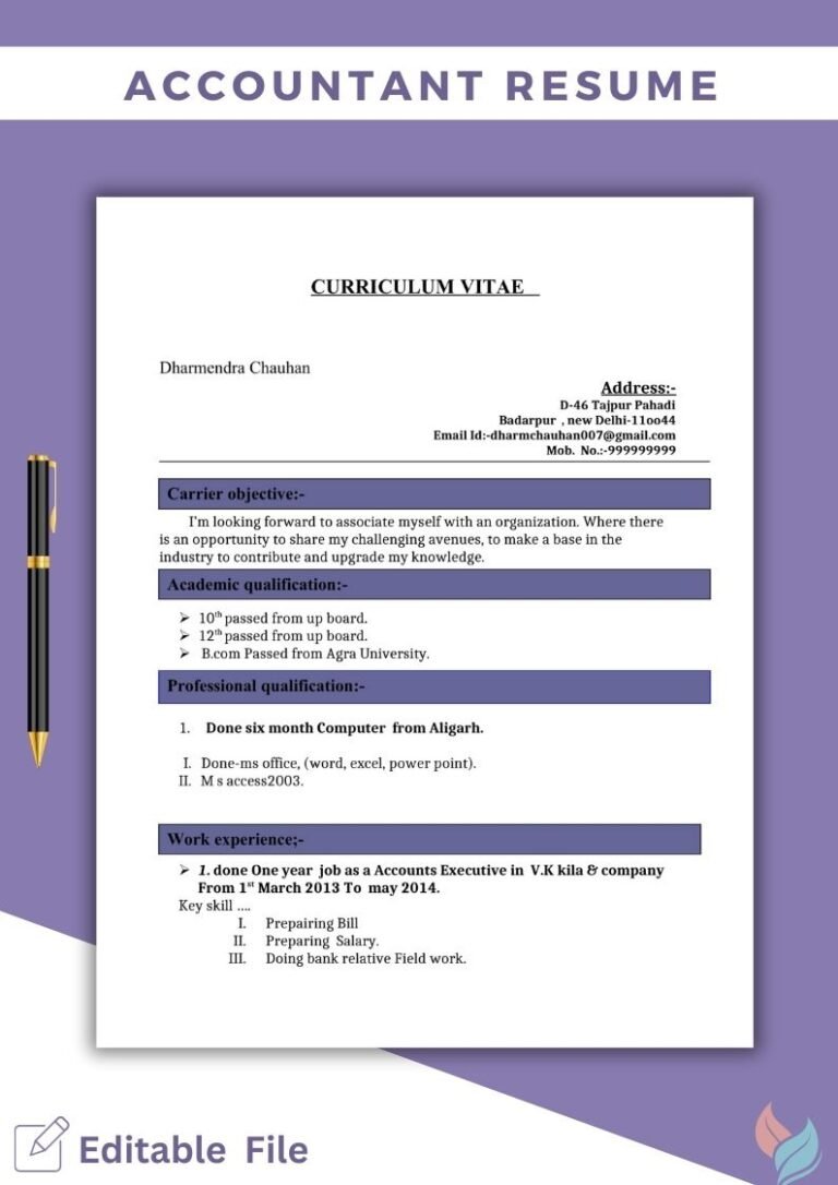 24 Accountant Resume Templates - Download MS word & PDF