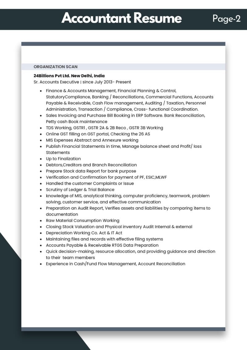 Accountant Resume Format in Word Free Download