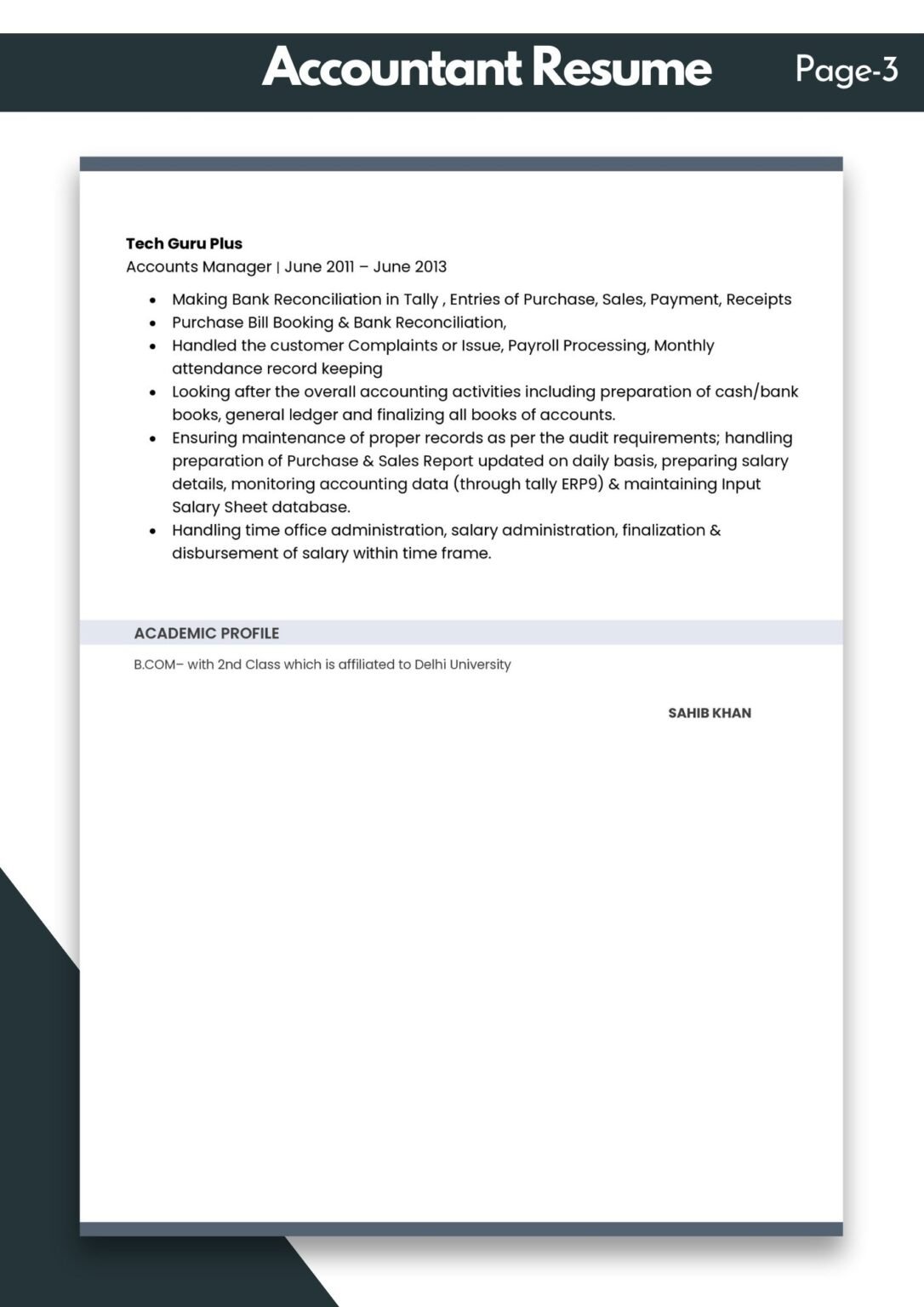 Accountant Resume Format in Word Free Download