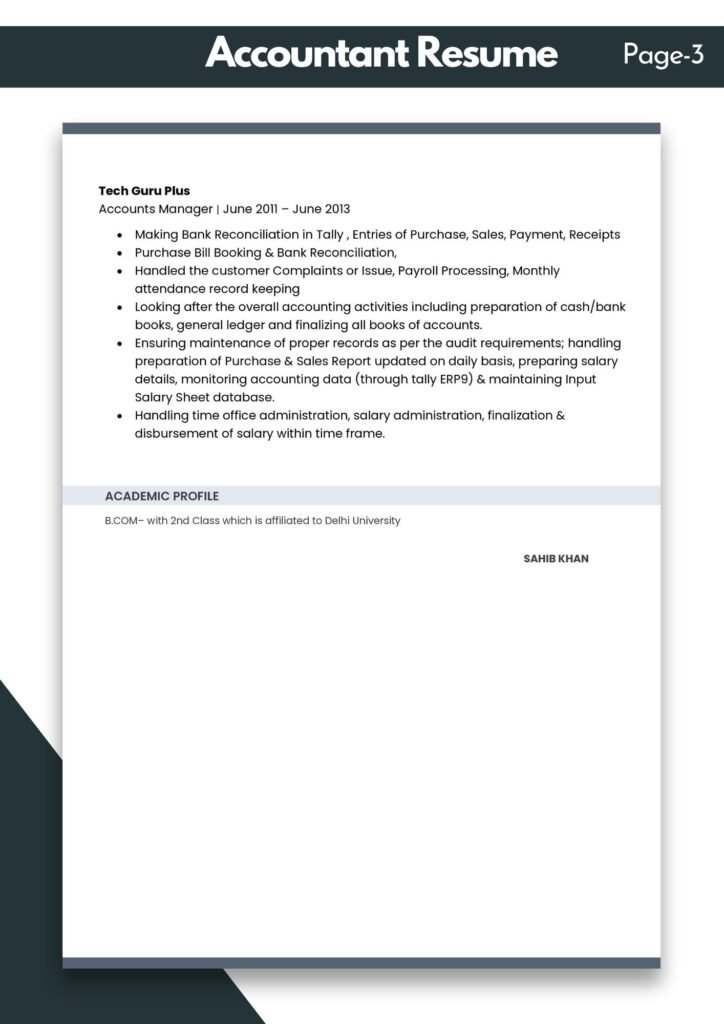 Accountant Resume Format in Word Free Download