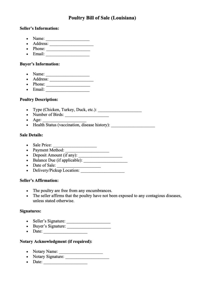 18 Free Louisiana Bill of Sale Templates - PDF | Word