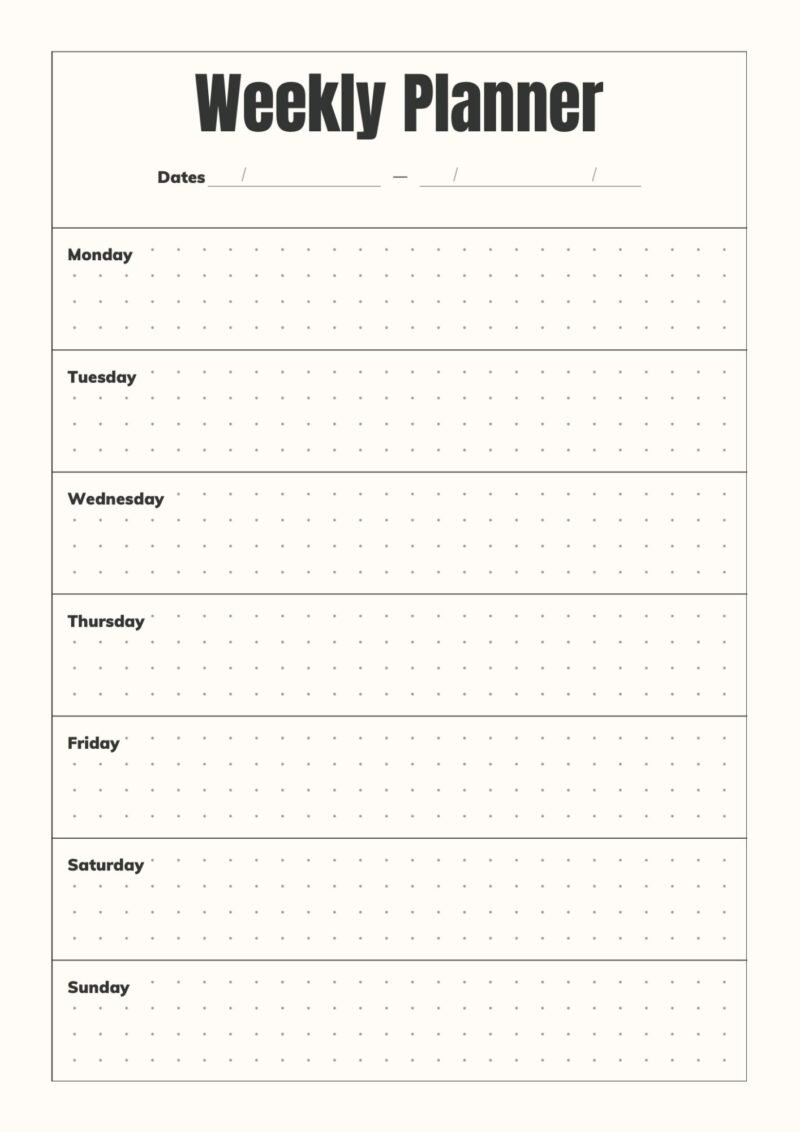 10+ Printable Weekly Planner Templates - Download PDF