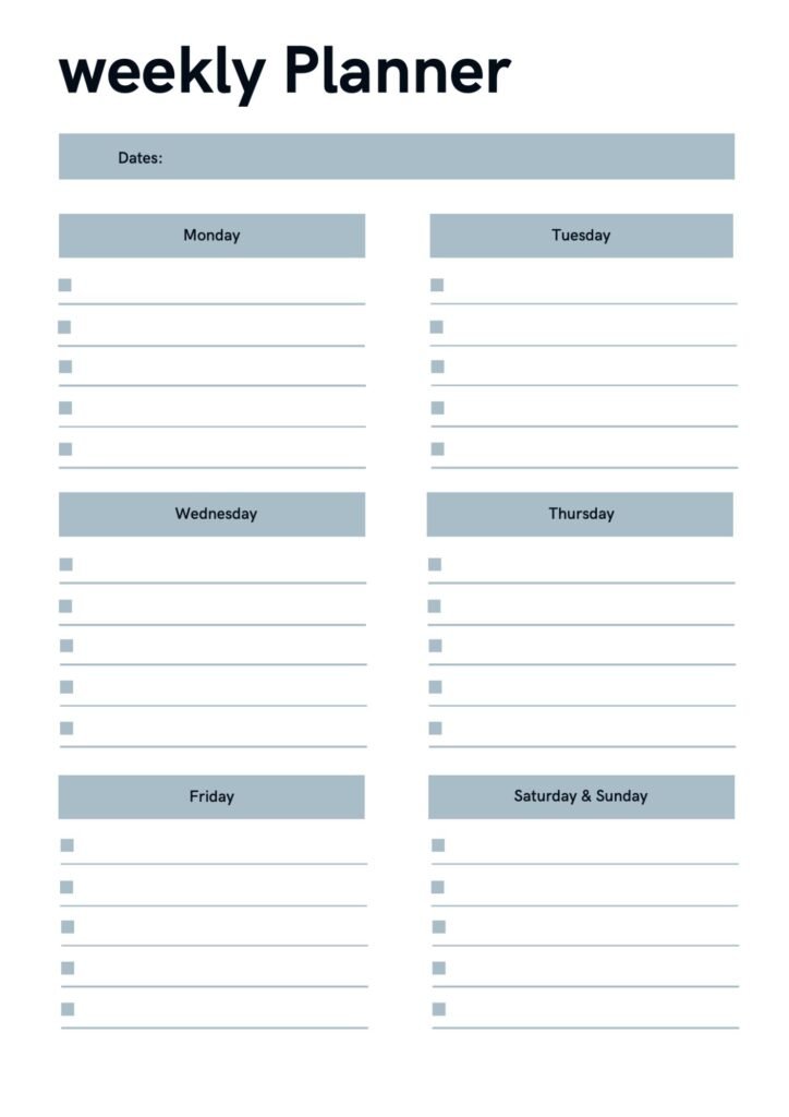 Clean Light Gray Weekly Planner Template – Printable PDF for Organized ...