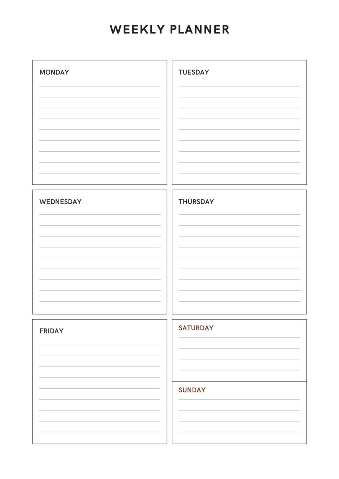 Simple Weekly Planner Template – Printable PDF for Easy Task Management