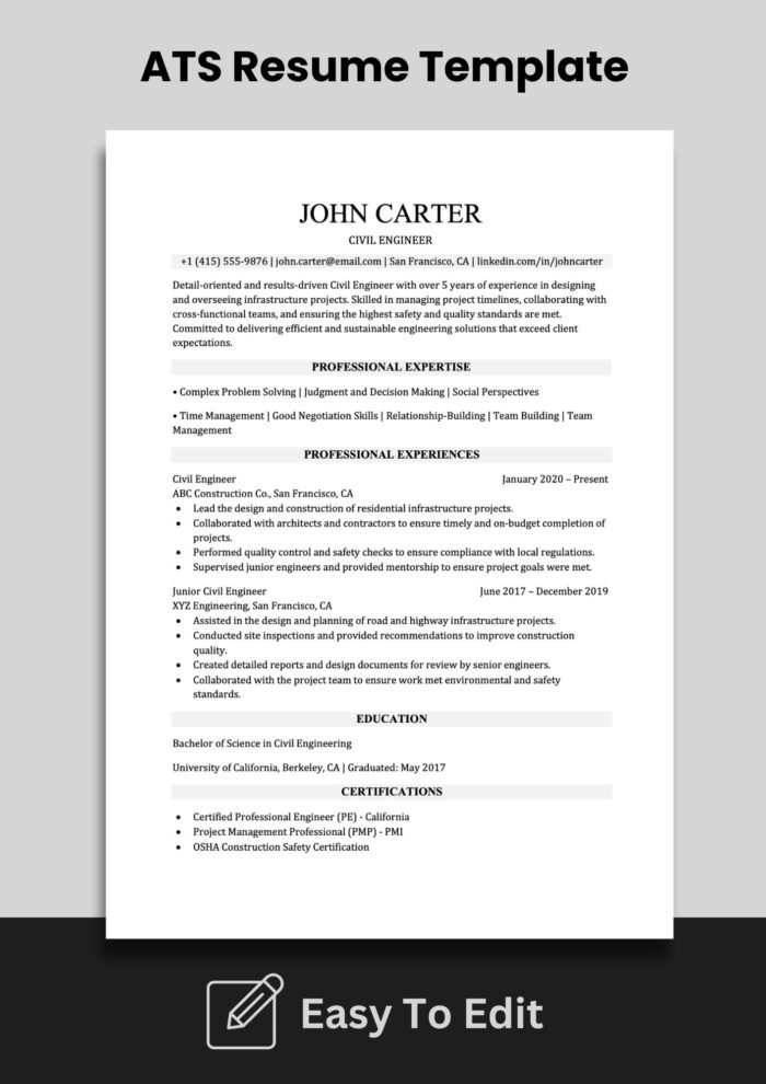 20 ATS Friendly Resume Templates