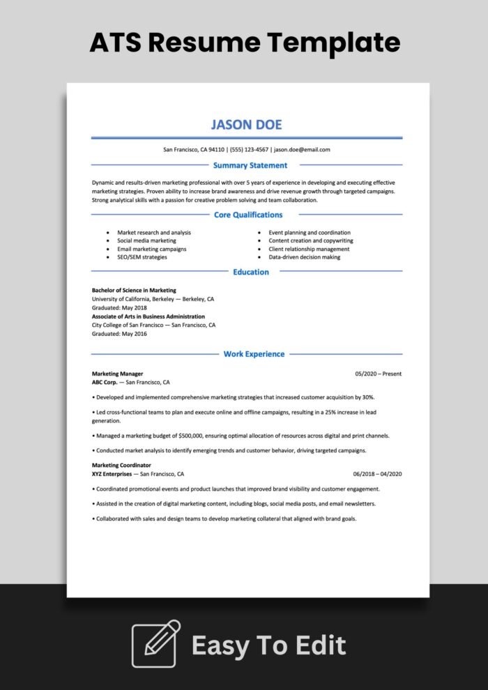 20 Ats Friendly Resume Templates
