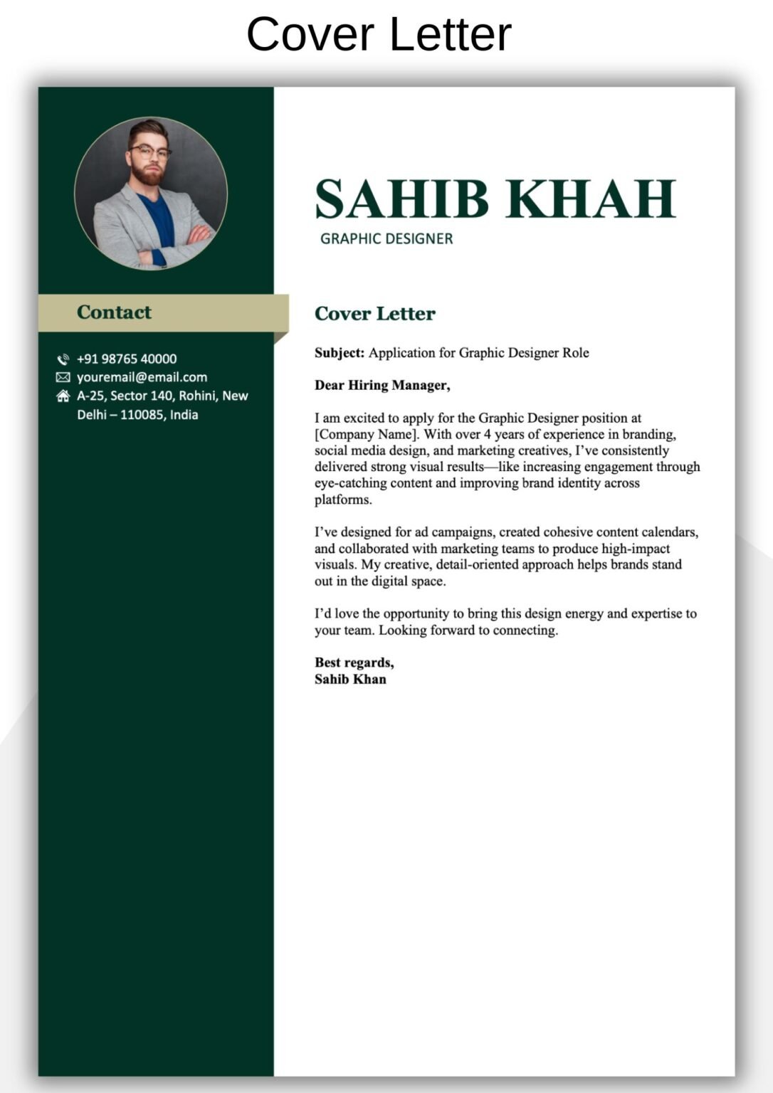 Modern Resume Template Download in Word – Elegant Design in Dark Green ...