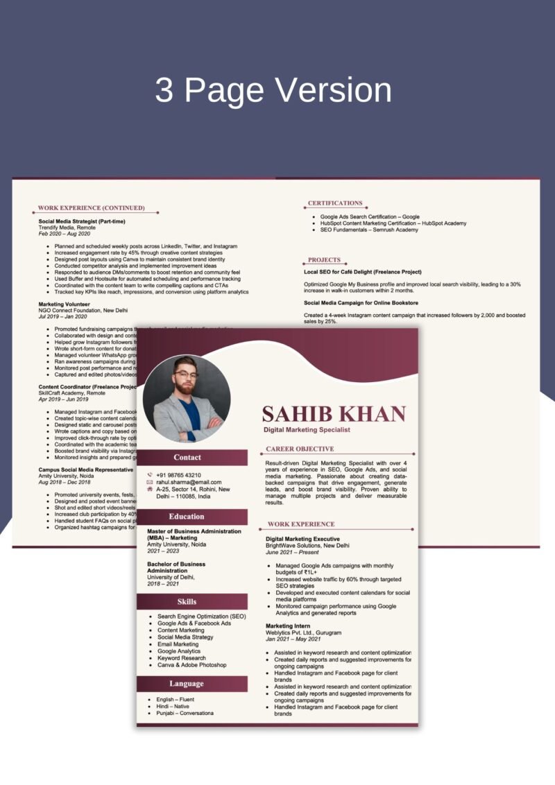 Modern Cv Template in Word - Easy to Edit Download in Ms Word