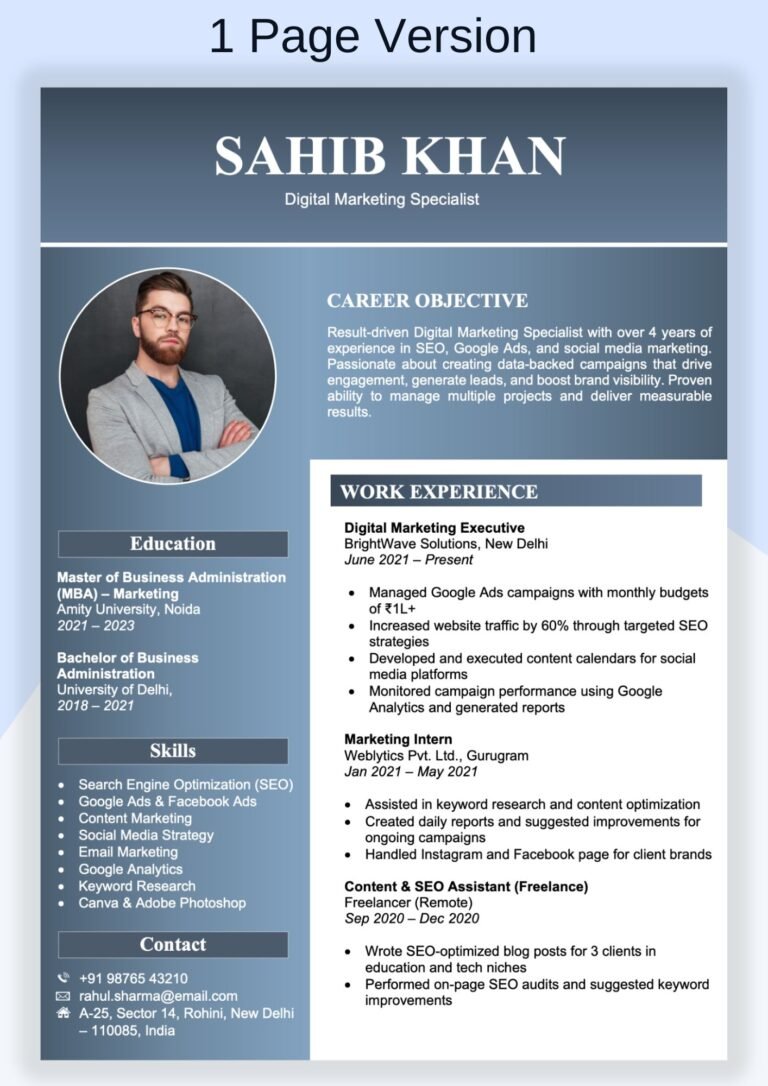 Modern Resume Templates Word Resume Format for Job Steel Blue Gray Color