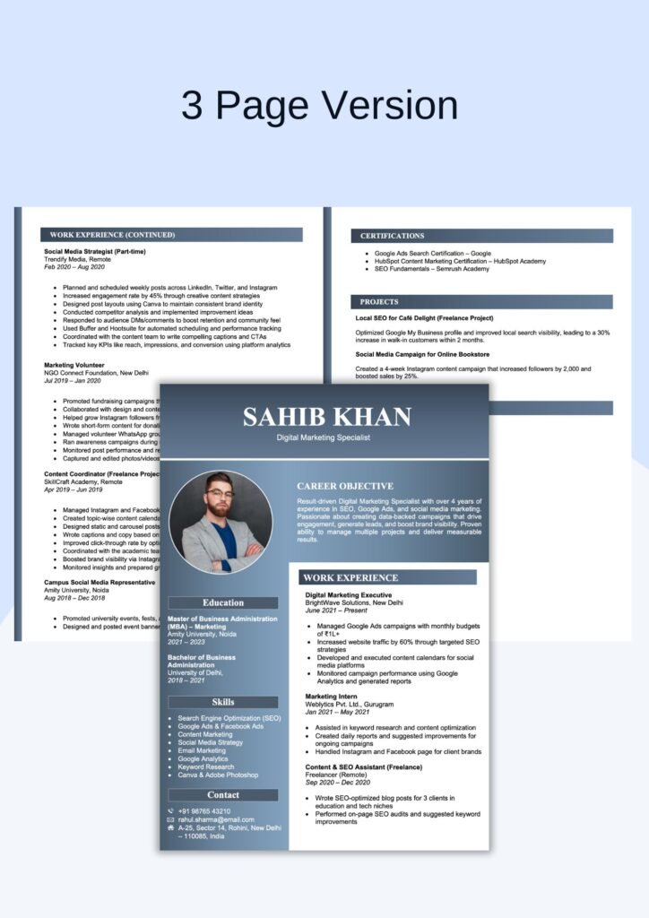 Modern Resume Templates Word Resume Format for Job Steel Blue Gray Color