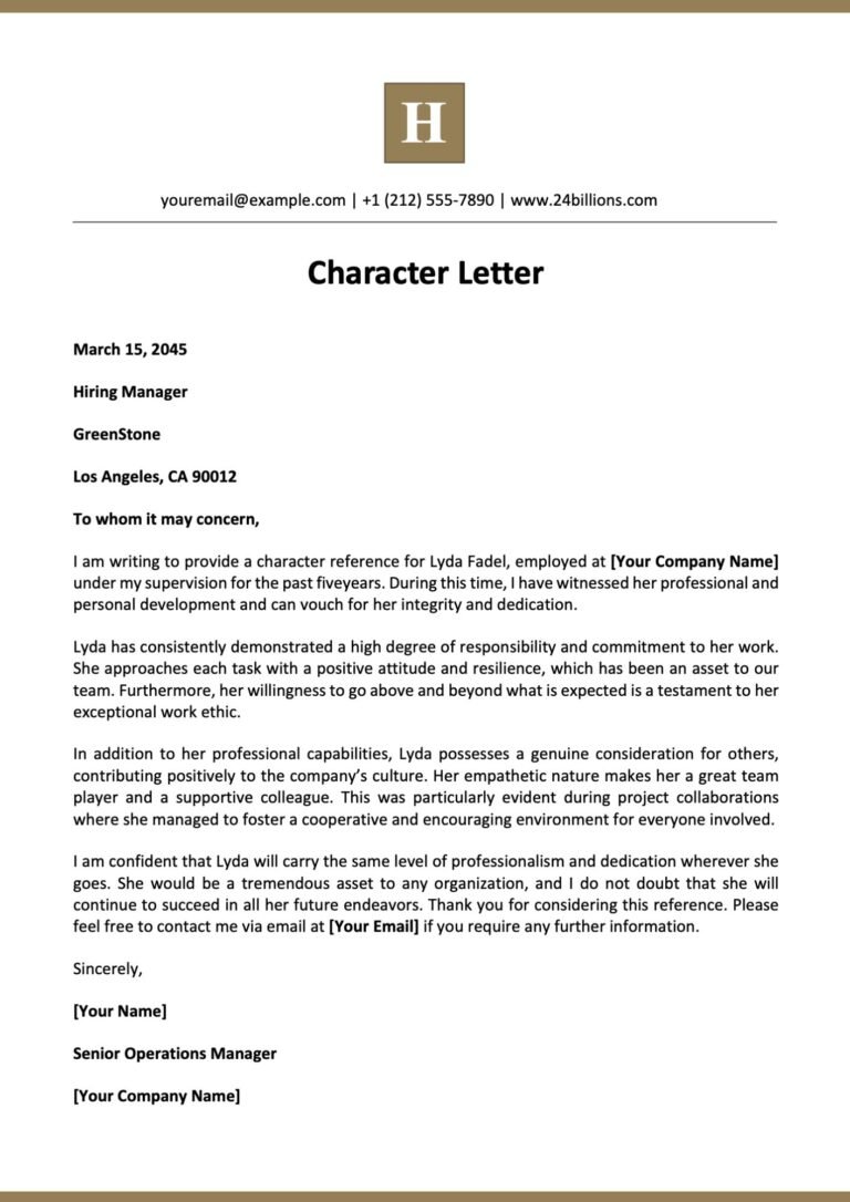10 Character Letter Template