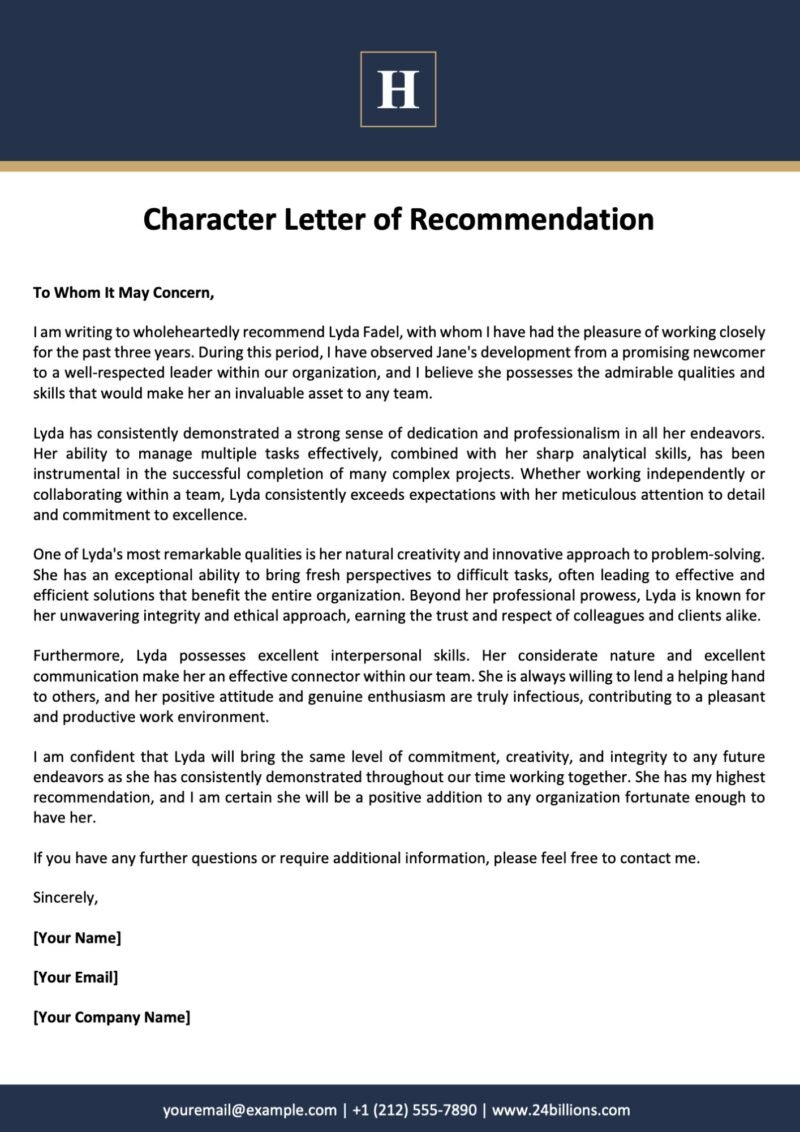 10 Character Letter Template