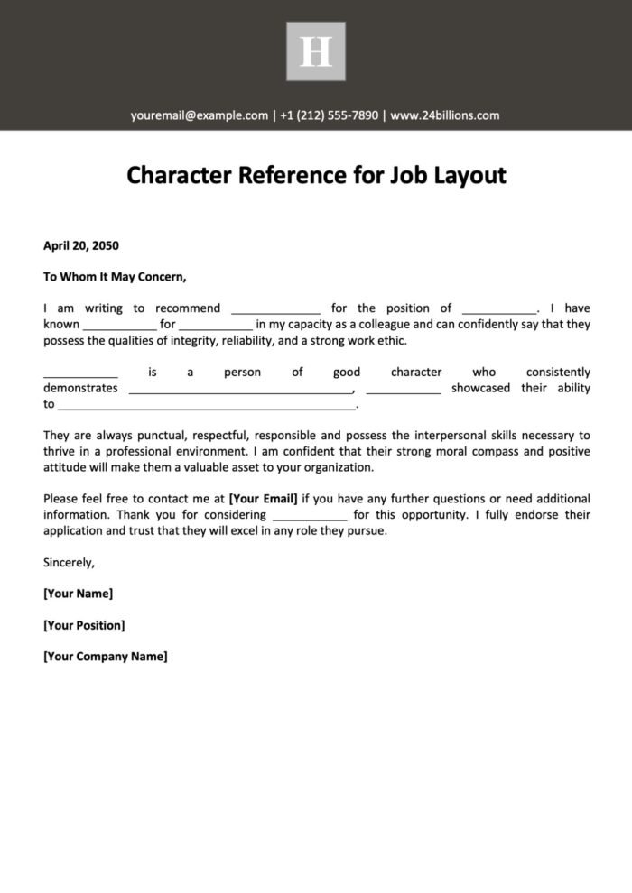 10 Character Letter Template