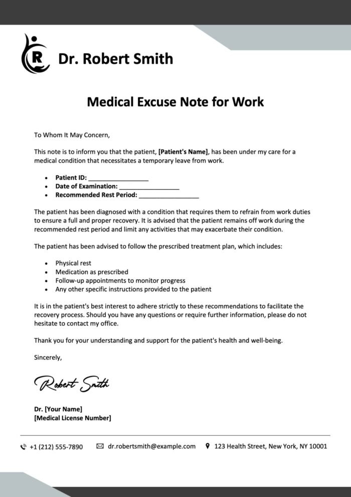 10 Free Editable Doctor Note Templates
